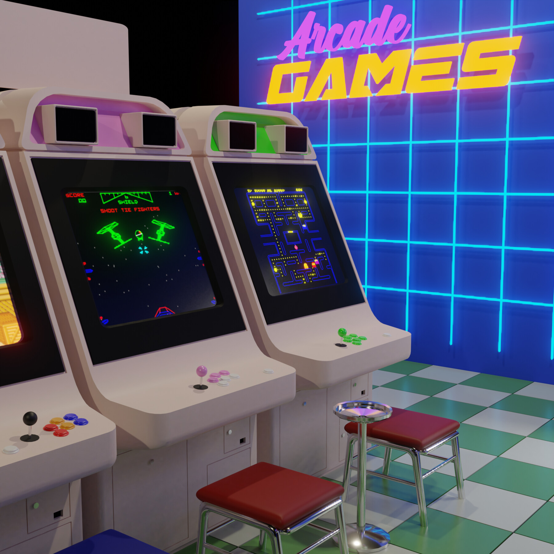 ArtStation - Arcade Center Low Poly set 3D model | Game Assets