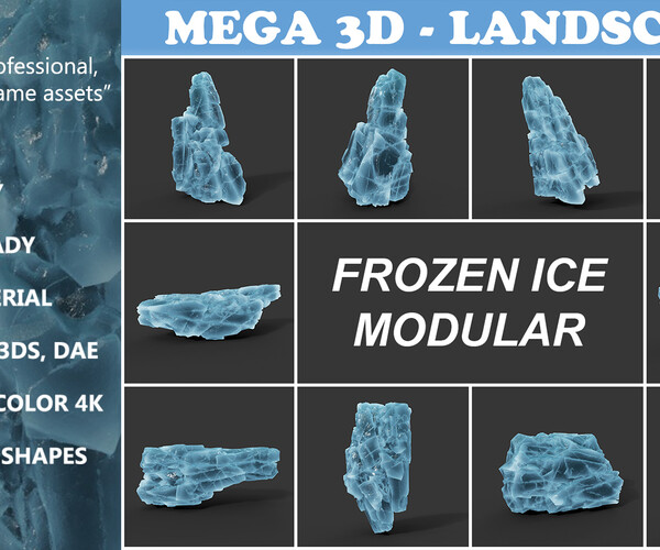 ArtStation - Low poly Ice Block Modular 210811 | Game Assets