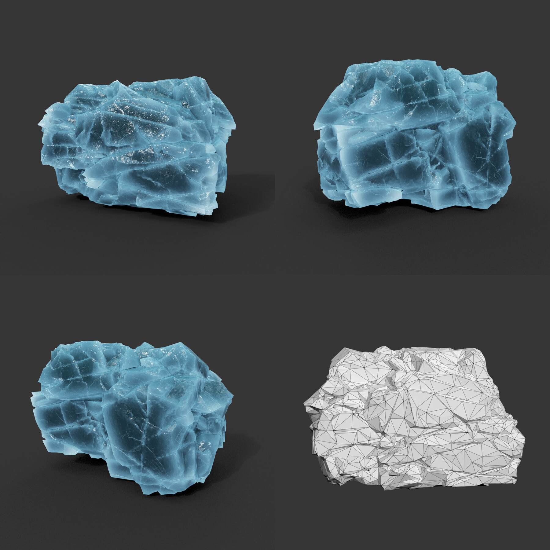 ArtStation - Low poly Ice Block Modular 210811 | Game Assets