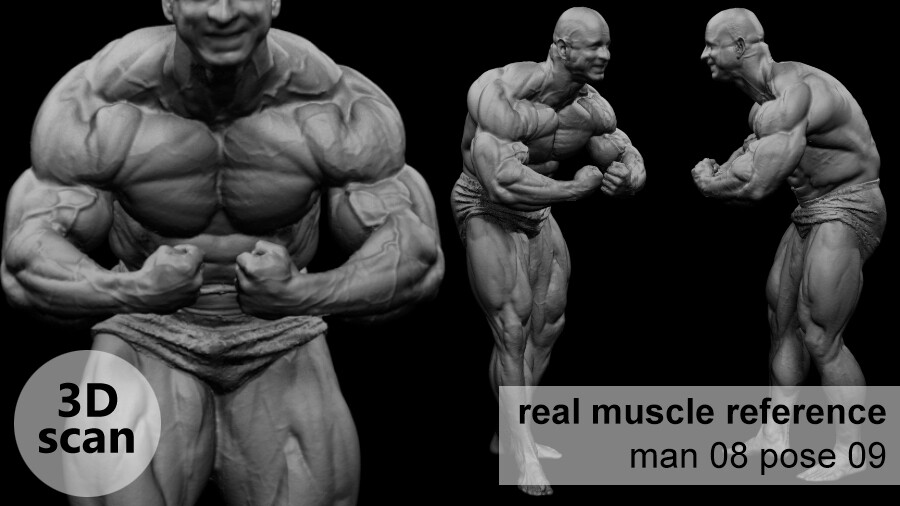 ArtStation - 3D scan real extreme muscleanatomy Man08 pose 09 | Resources