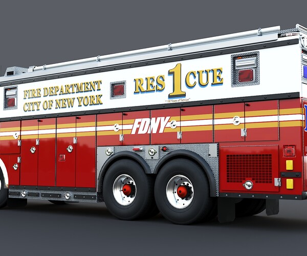 ArtStation - Fire Truck FDNY Rescue 1 | Game Assets