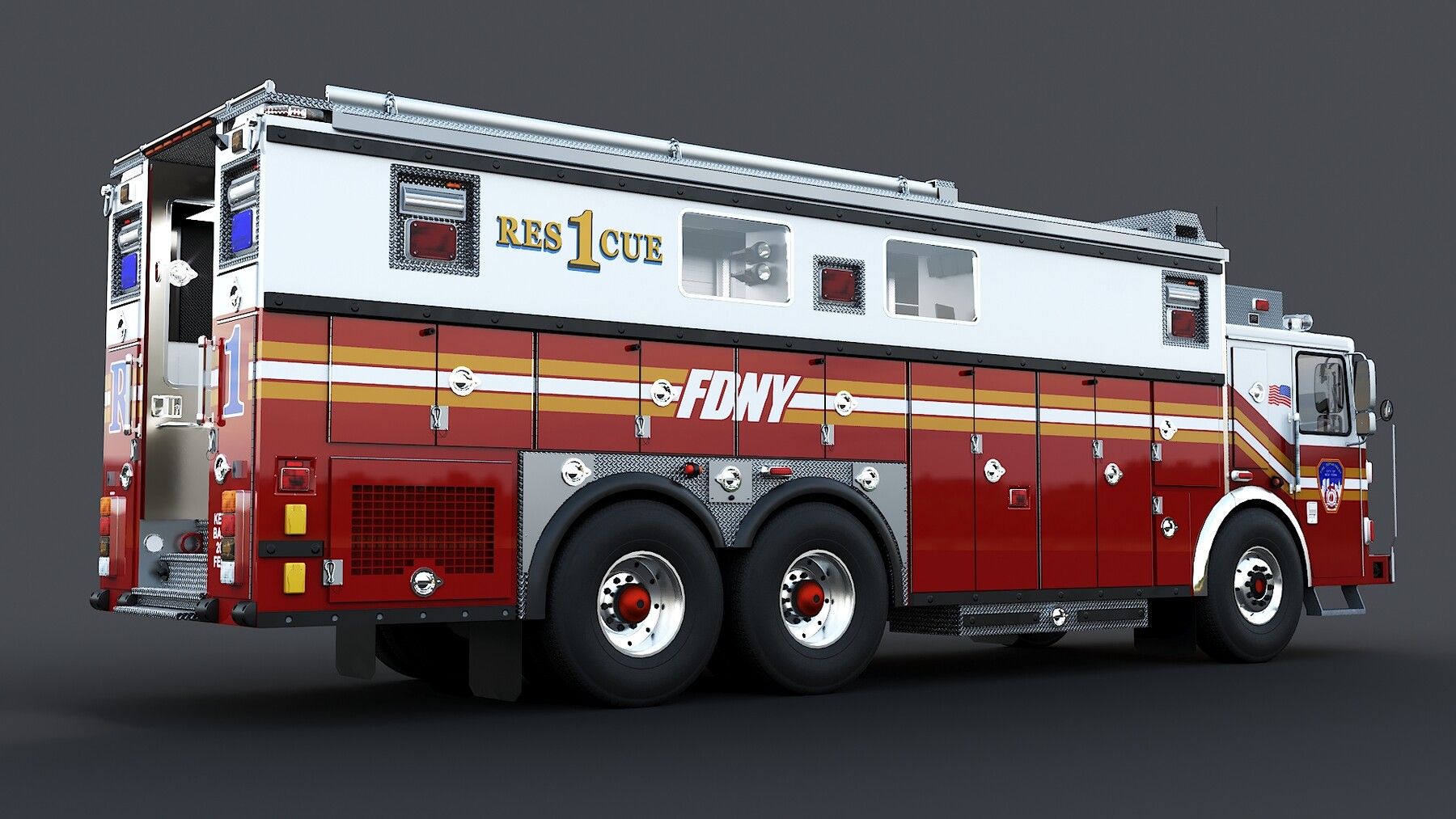 ArtStation - Fire Truck FDNY Rescue 1 | Game Assets