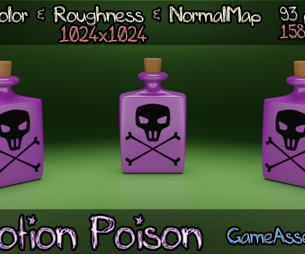 ArtStation - 3D Low Poly Model - Potion Poison for Game or Other ...