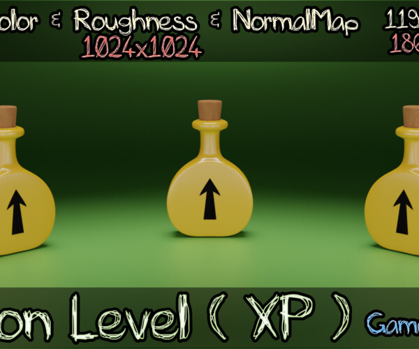 ArtStation - 3D Low Poly Model - Potion Level ( XP ) for Game or Other ...