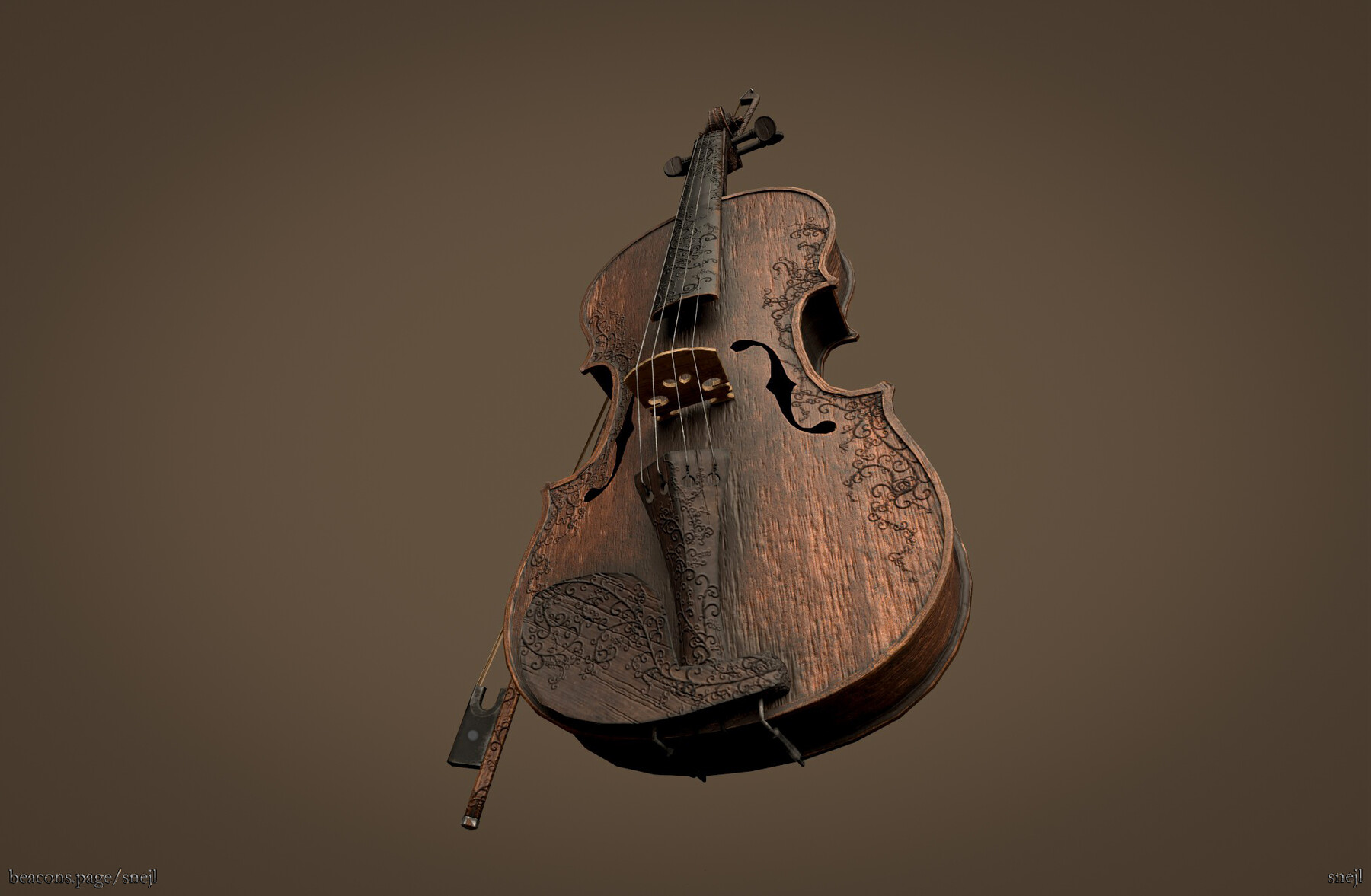 ArtStation - PBR game ready low poly 3D model of violin | Game Assets