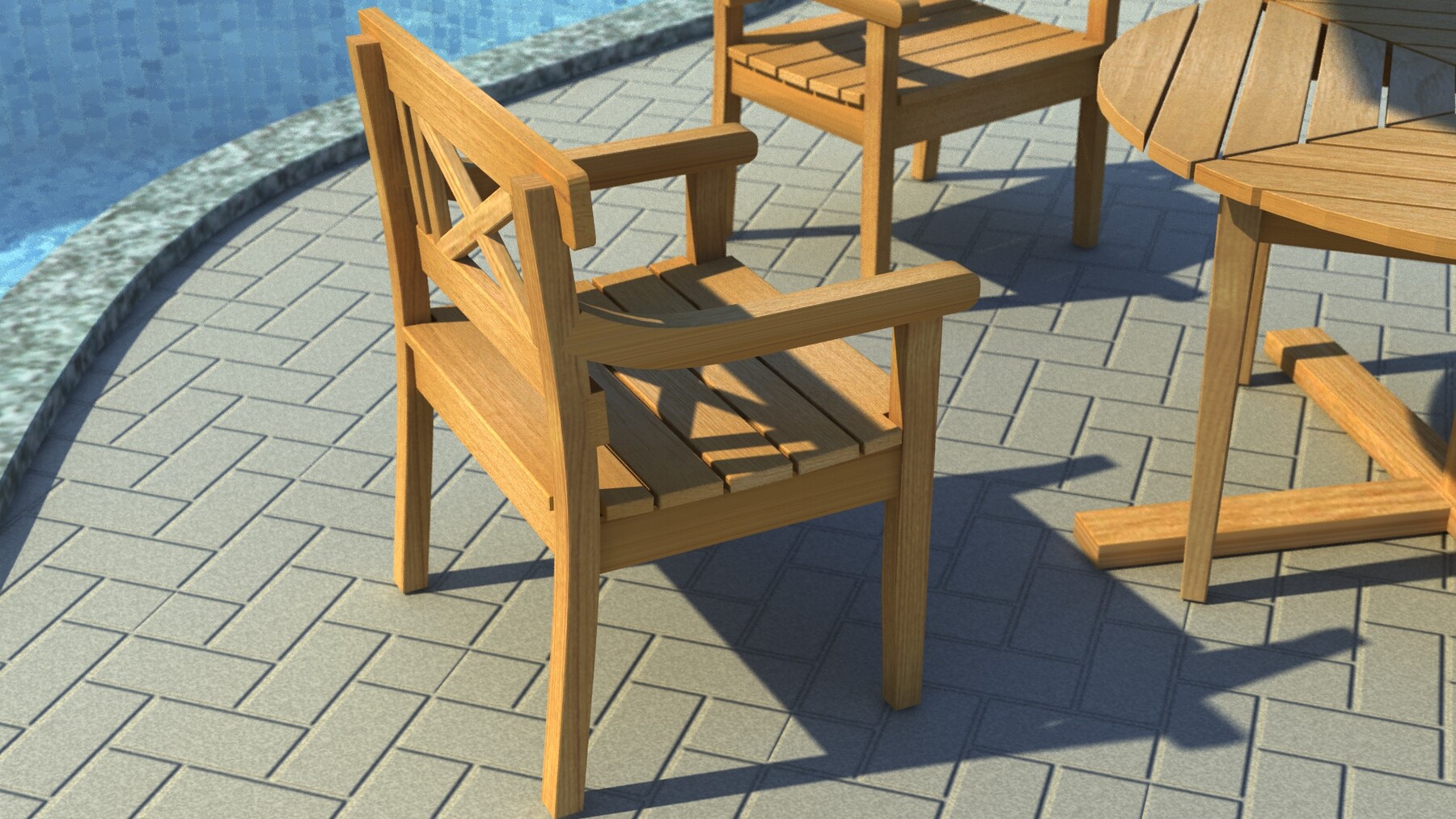 ArtStation - 3D model - Pool with garden furniture and BBQ | Game Assets