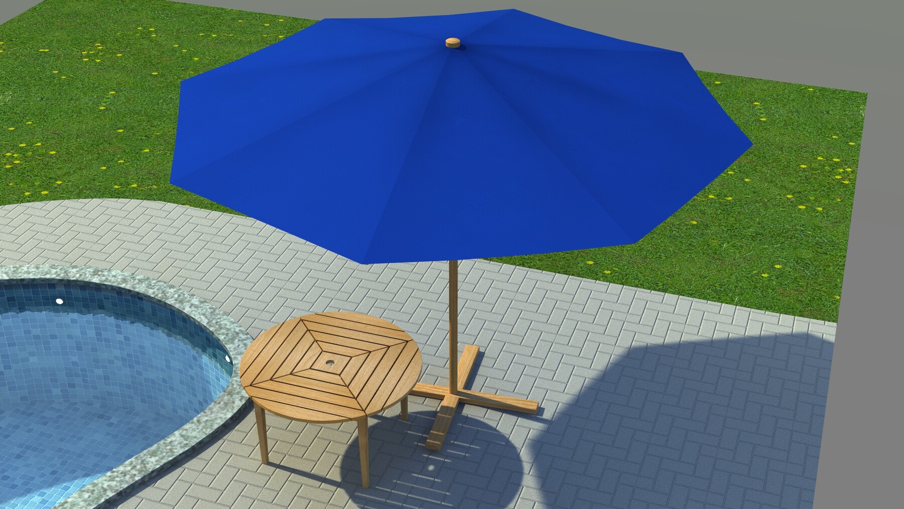 ArtStation - 3D model - Pool with garden furniture and BBQ | Game Assets