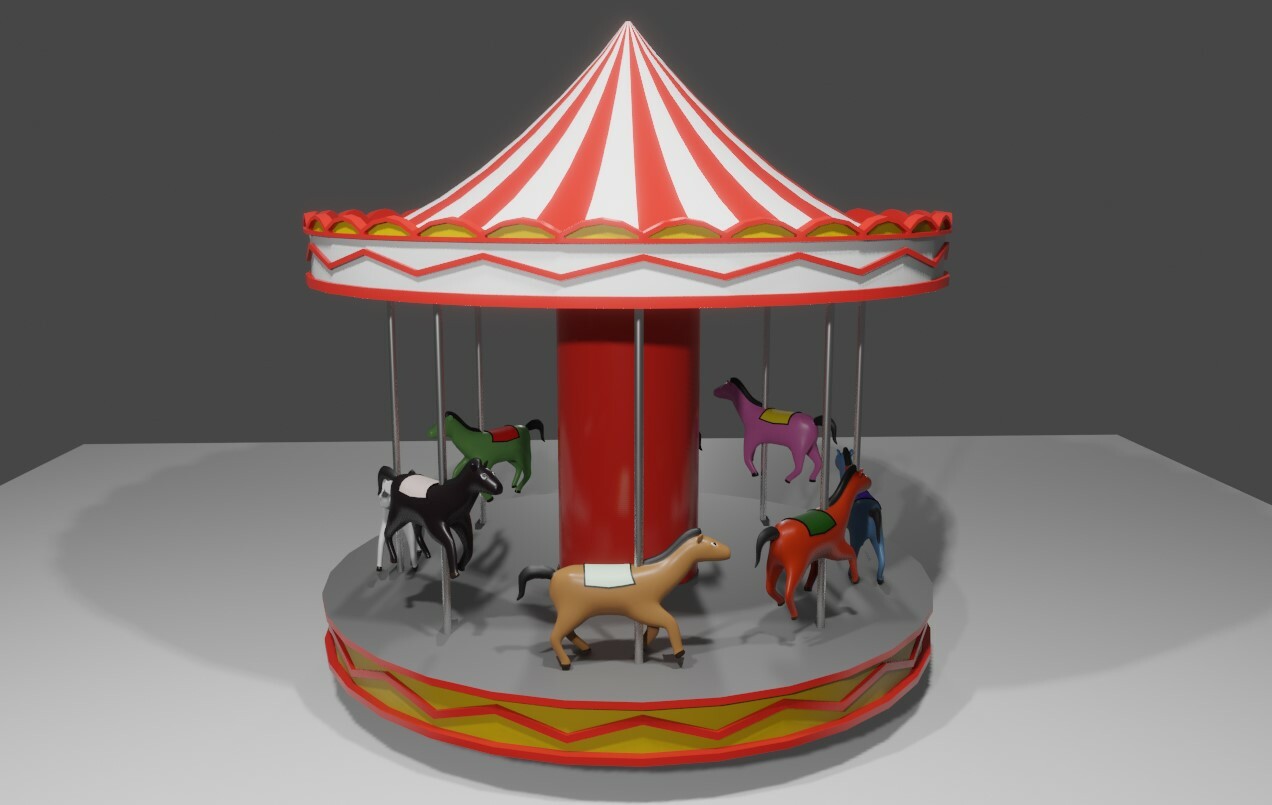 ArtStation - Carousel - Amusement Park - Carrossel Low-poly 3D model ...