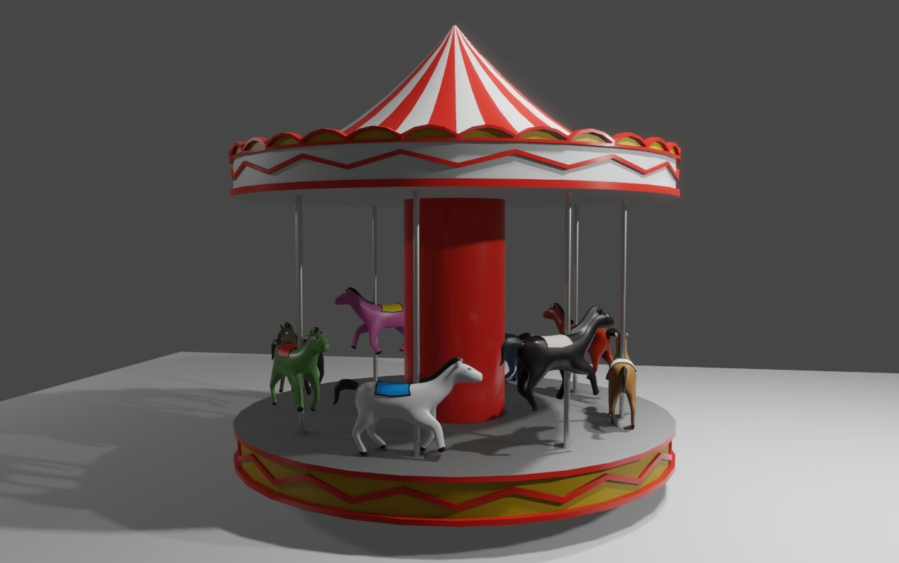ArtStation - Carousel - Amusement Park - Carrossel Low-poly 3D model ...