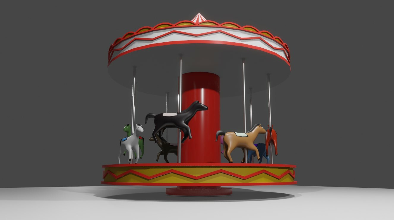 ArtStation - Carousel - Amusement Park - Carrossel Low-poly 3D model ...