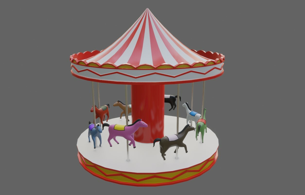 ArtStation - Carousel - Amusement Park - Carrossel Low-poly 3D model ...