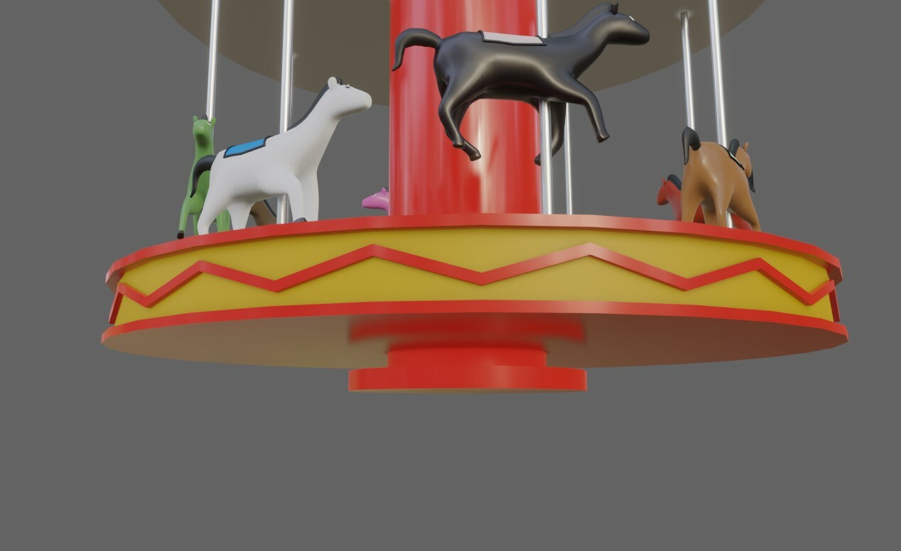 ArtStation - Carousel - Amusement Park - Carrossel Low-poly 3D model ...