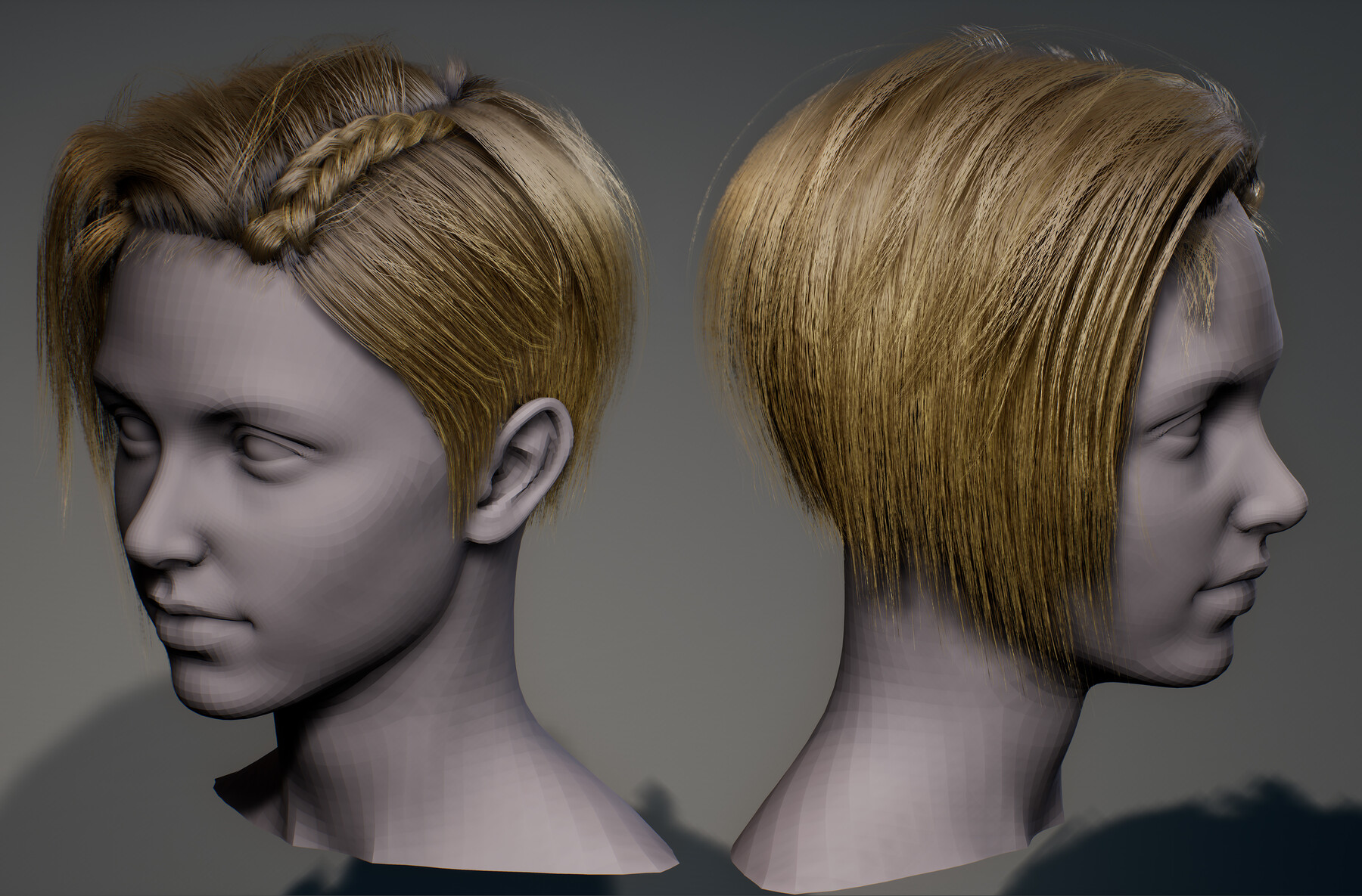 ArtStation - Game Female Hair Style Woman 3 Low-poly | Game Assets