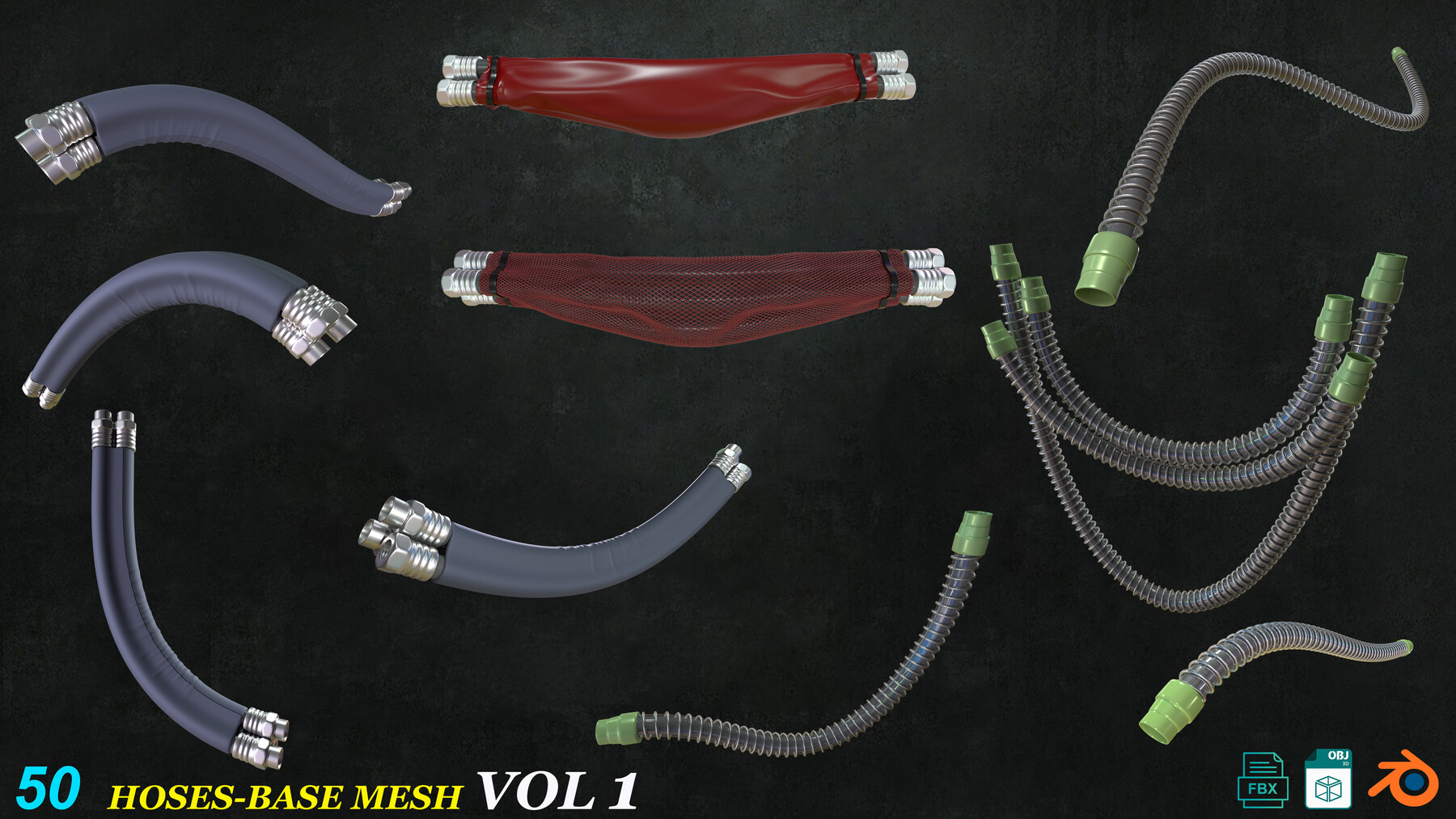 ArtStation - 50 Hoses_Base Mesh_Vol1 | Game Assets