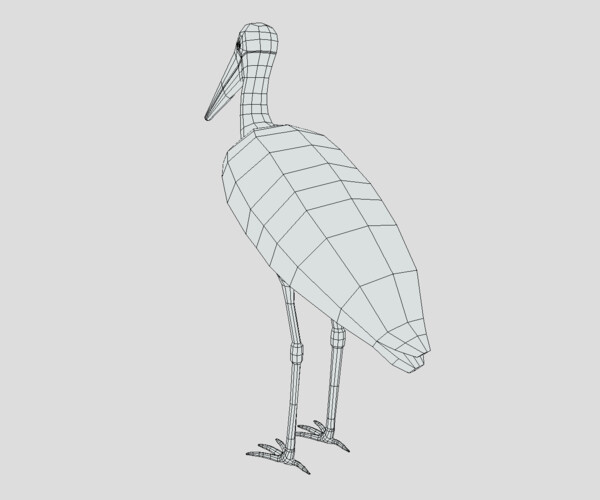 ArtStation - Low Poly Cartoon Marabou Stork | Game Assets