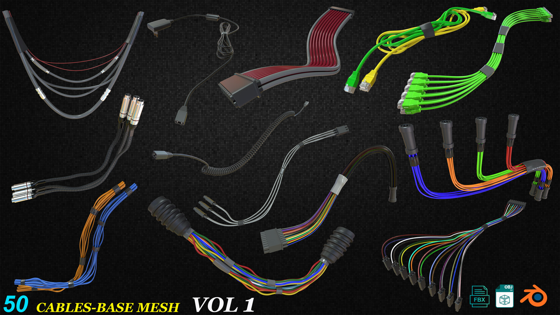 ArtStation - 50 Cables_Base Mesh_vol1 | Game Assets