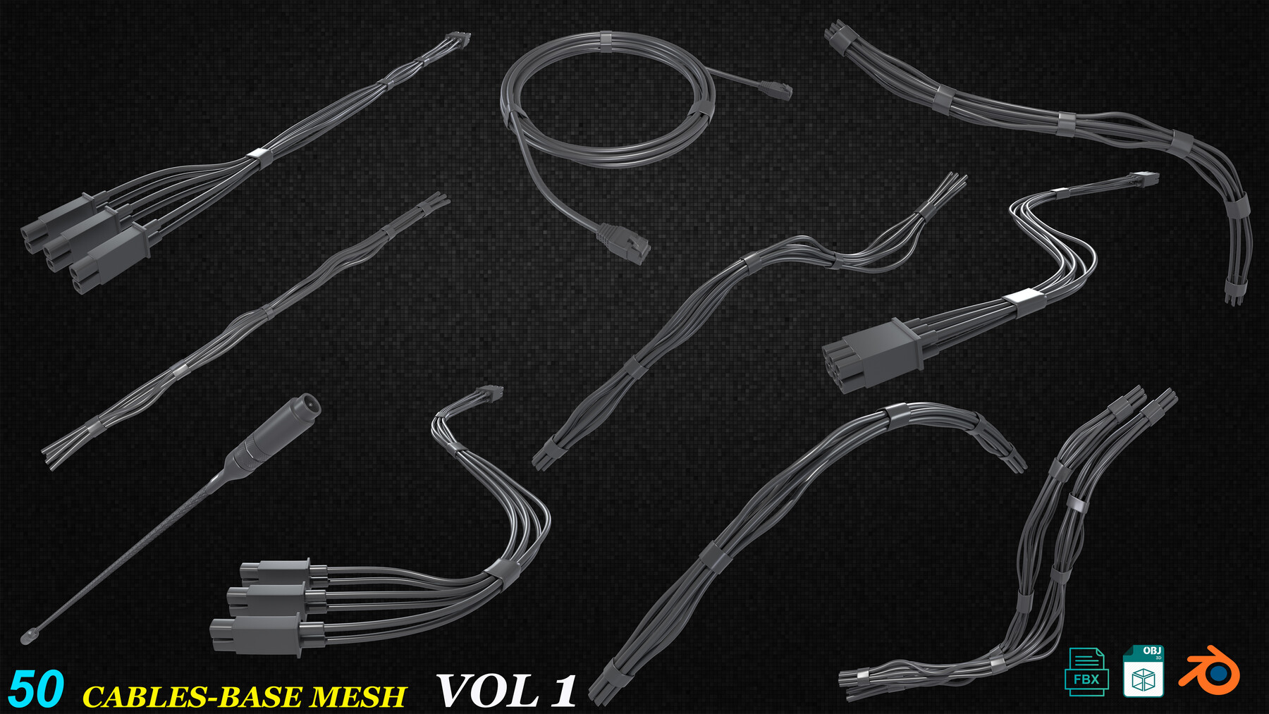 ArtStation - 50 Cables_Base Mesh_vol1 | Game Assets