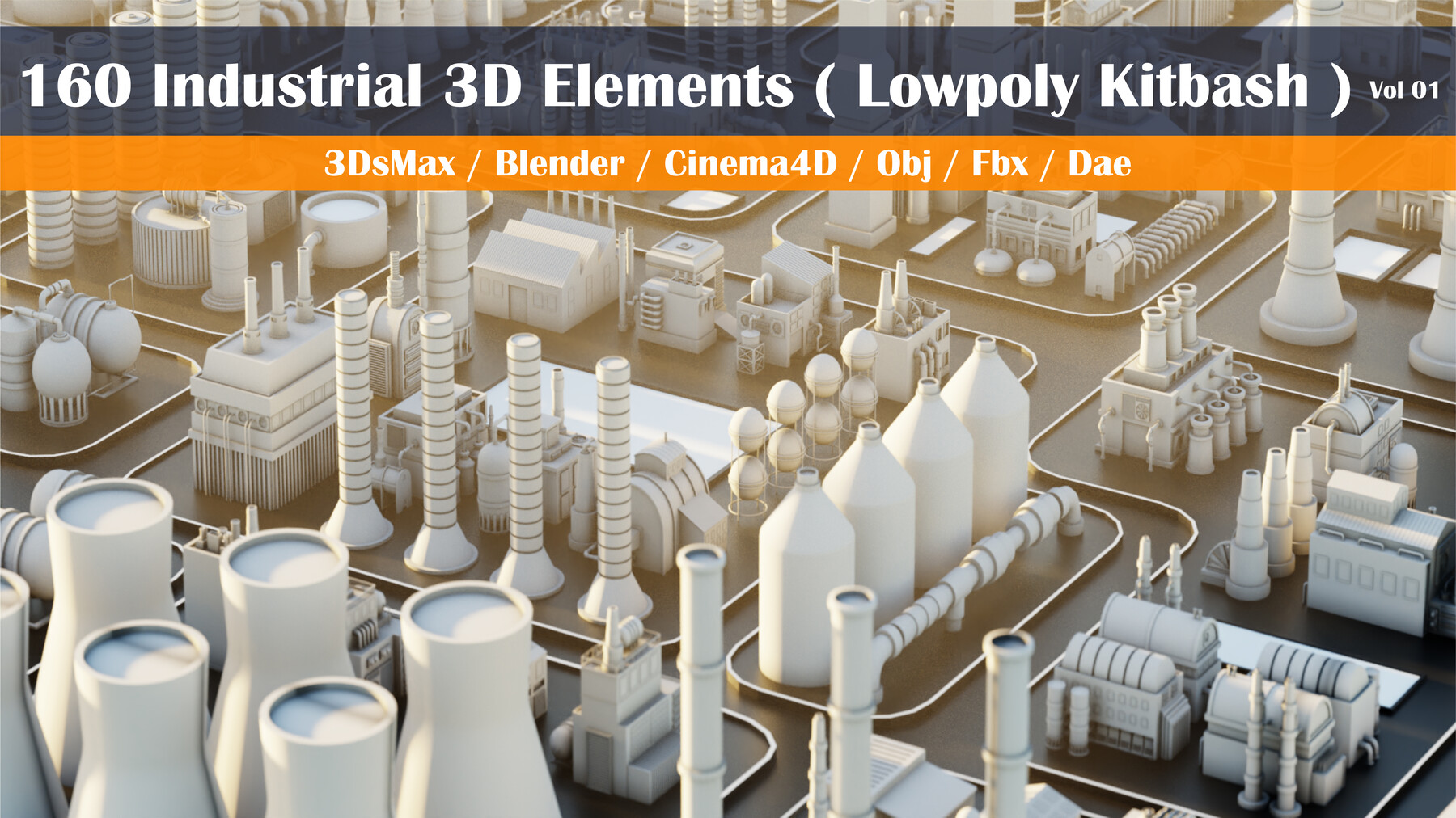 Me Art Studio - 160 Industrial 3D elements and buildings ( Low Poly Kit ...