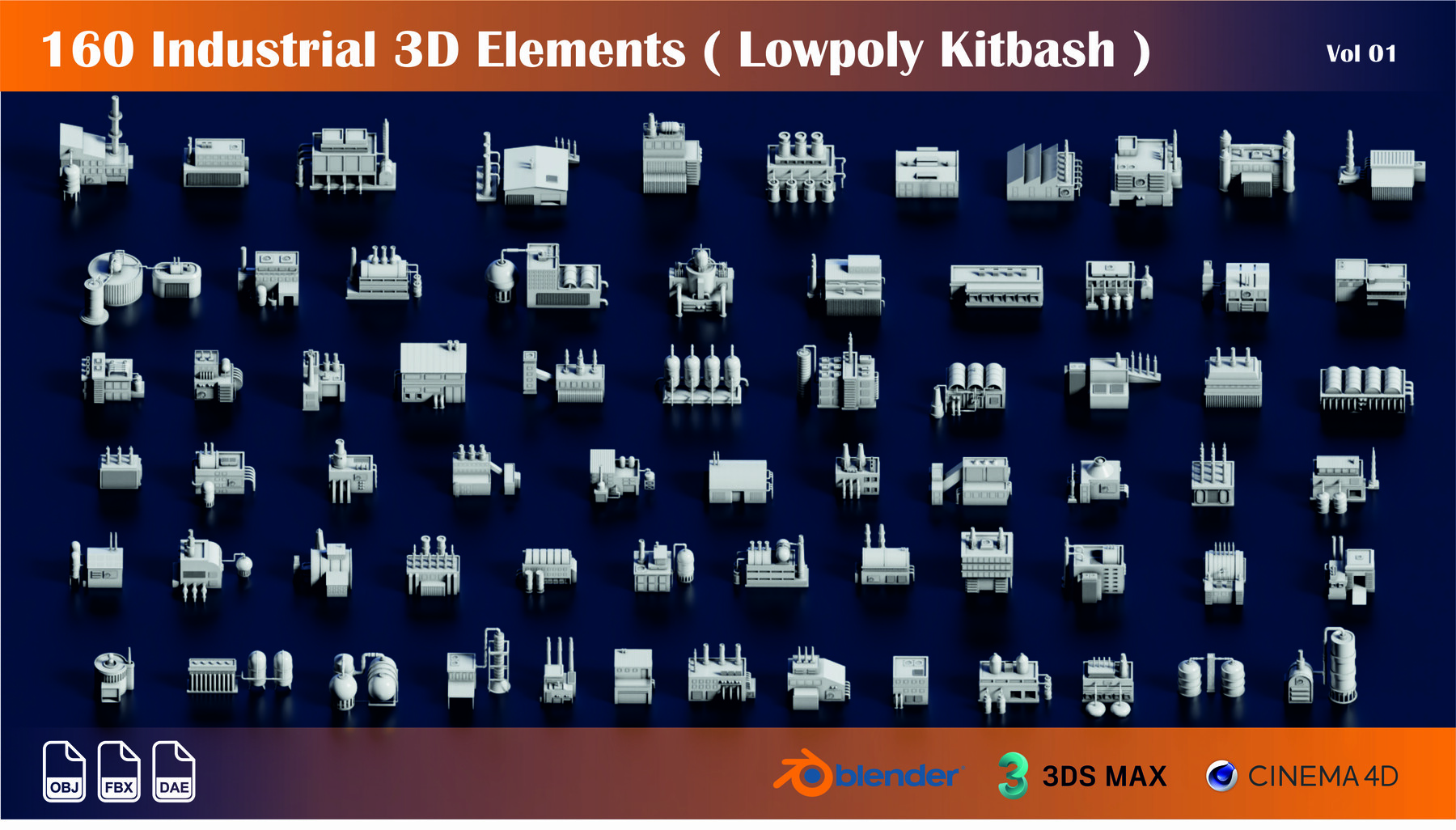 Me Art Studio - 160 Industrial 3D elements and buildings ( Low Poly Kit ...