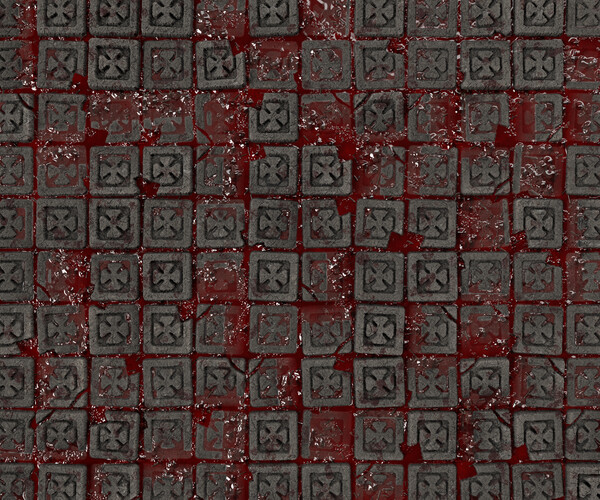 ArtStation - Stone Tiles in Blood Floor PBR Procedural Material 001 ...