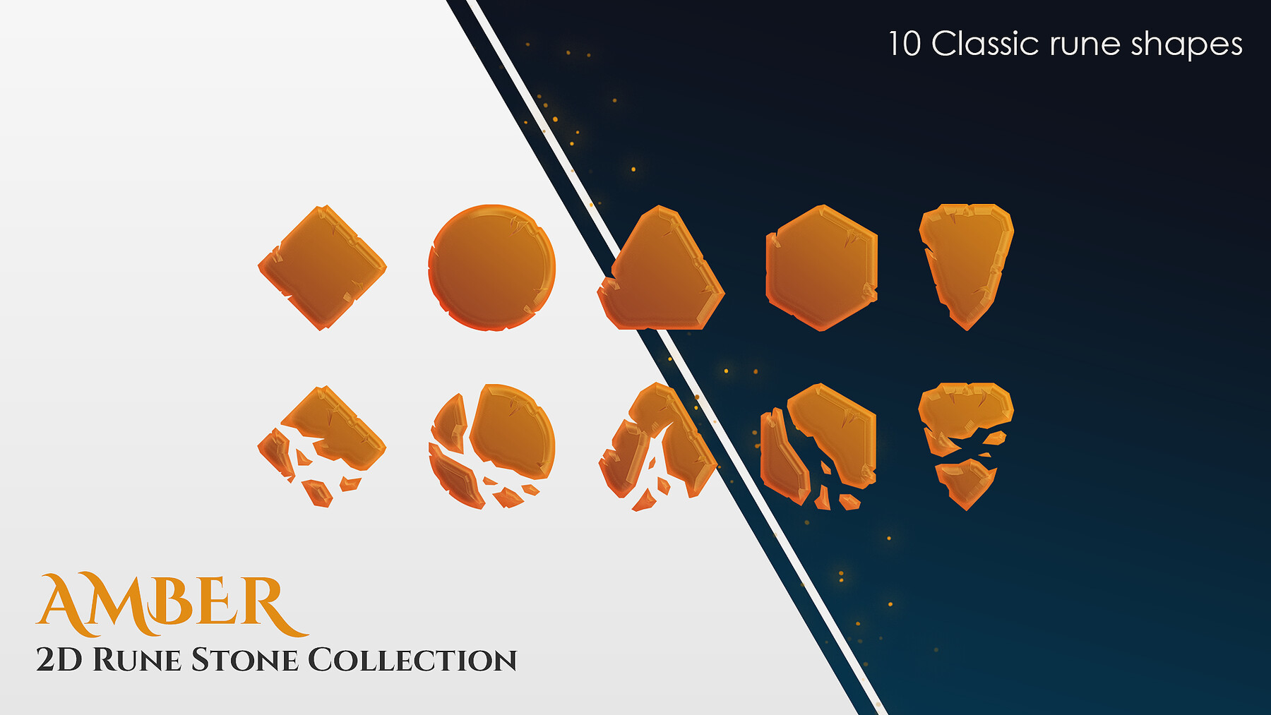 ArtStation - 2d runestone asset collection (amber) | Game Assets