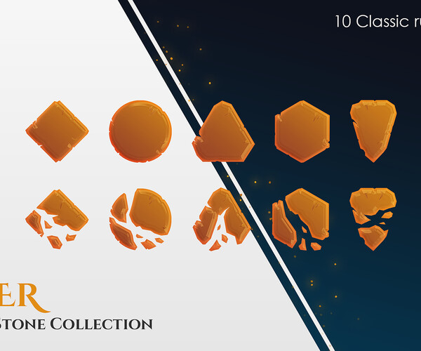 ArtStation - 2d runestone asset collection (amber) | Game Assets