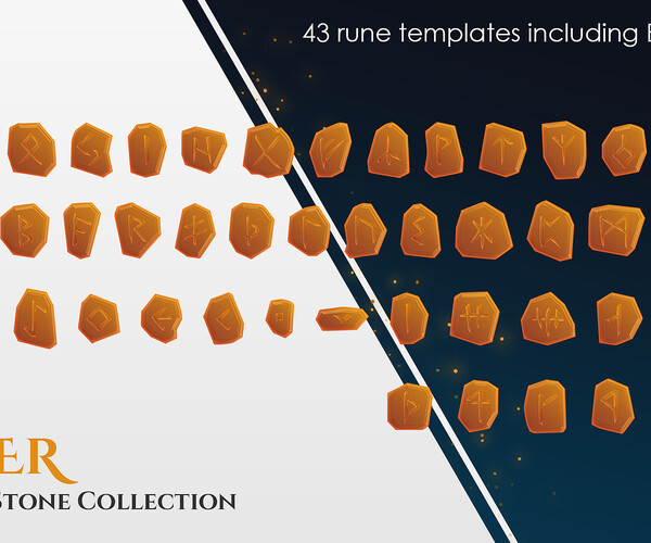 ArtStation - 2d runestone asset collection (amber) | Game Assets