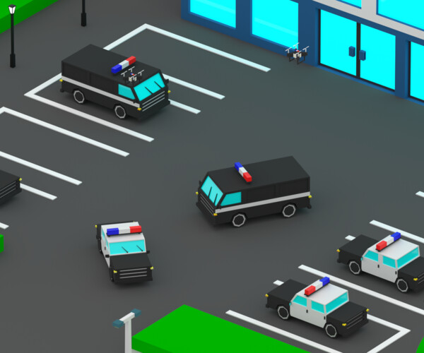 ArtStation - Cartoon Police Station Package 3D model | Game Assets