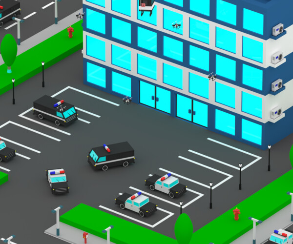 ArtStation - Cartoon Police Station Package 3D model | Game Assets
