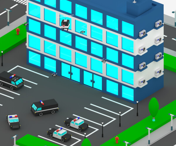 ArtStation - Cartoon Police Station Package 3D model | Game Assets