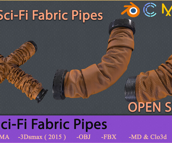 ArtStation - 50 Sci-Fi Fabric Pipes | Resources
