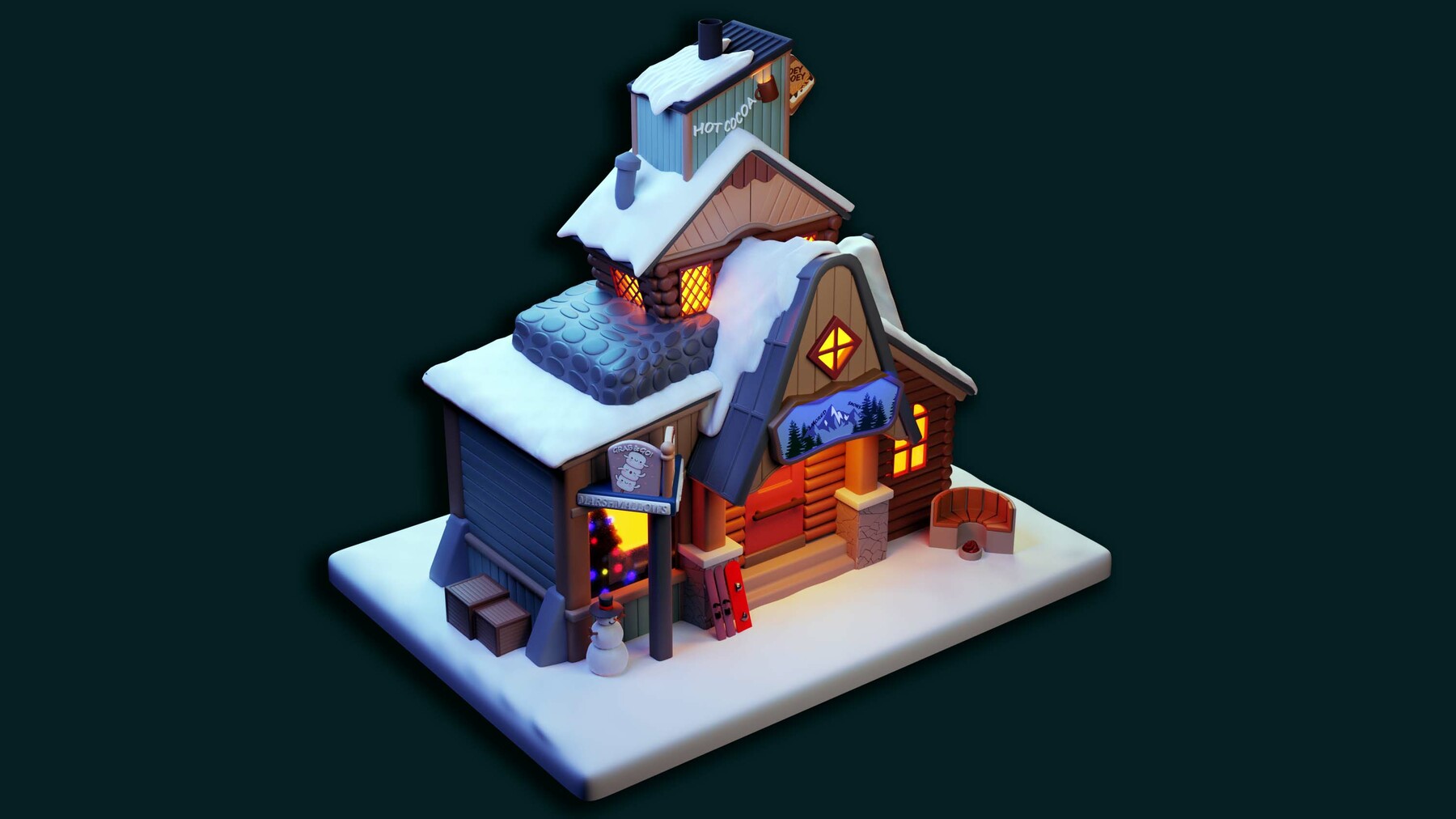 ArtStation - Christmas low poly buildings collection vol.4 | Resources