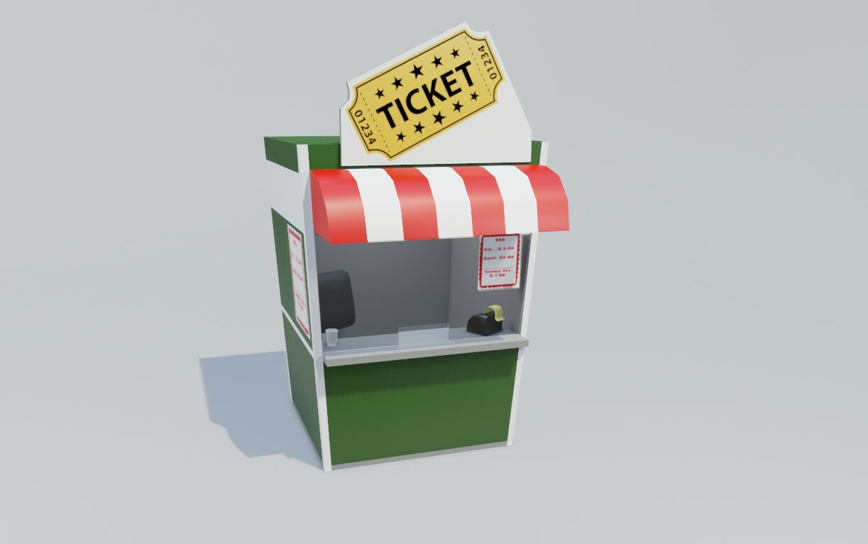 ArtStation - Ticket Office - Bilheteria Low-poly 3D model | Game Assets