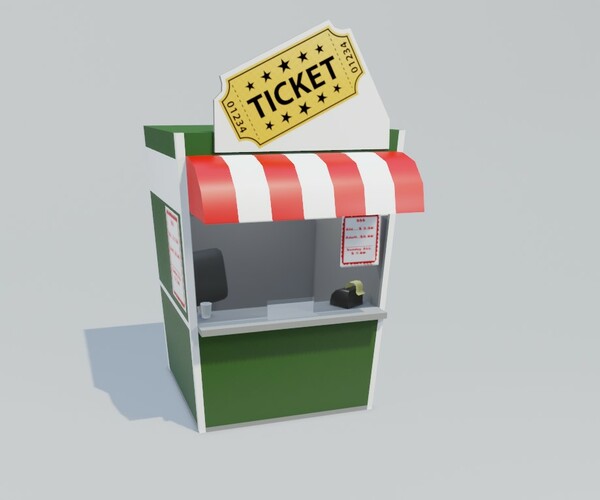 ArtStation - Ticket Office - Bilheteria Low-poly 3D model | Game Assets
