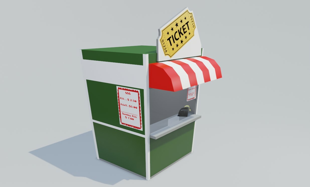 ArtStation - Ticket Office - Bilheteria Low-poly 3D model | Game Assets