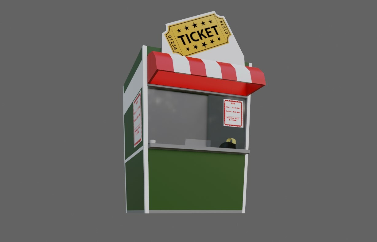 ArtStation - Ticket Office - Bilheteria Low-poly 3D model | Game Assets