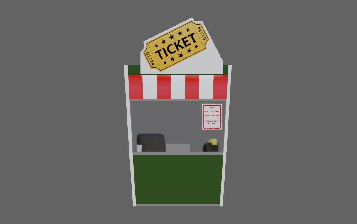 ArtStation - Ticket Office - Bilheteria Low-poly 3D model | Game Assets
