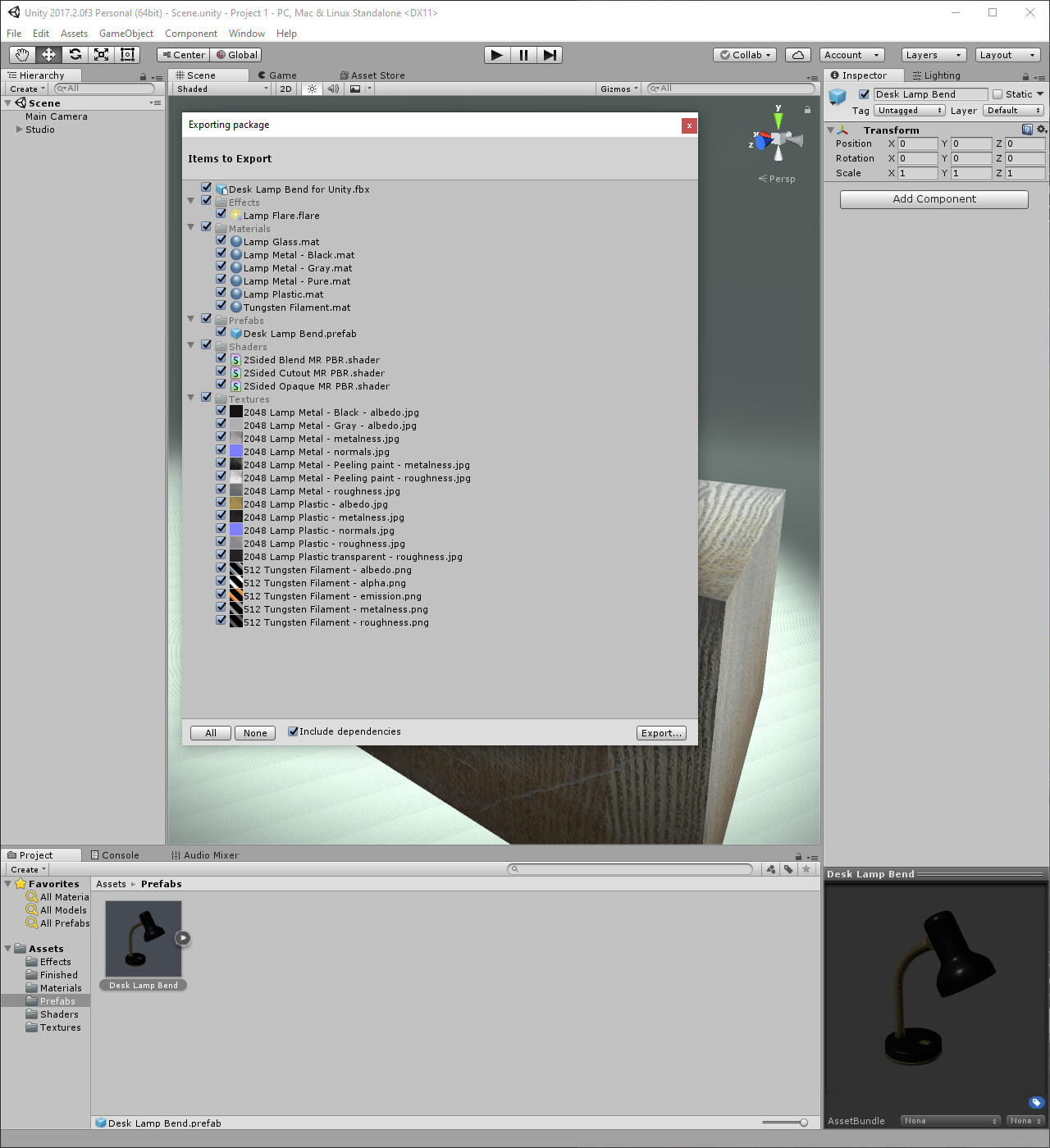 ArtStation - Desk Lamp with Bulb and three custom 2-sided shaders for ...