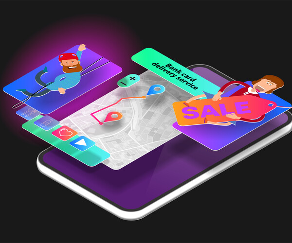 ArtStation - Mobile application interface with a city map and cartoon ...