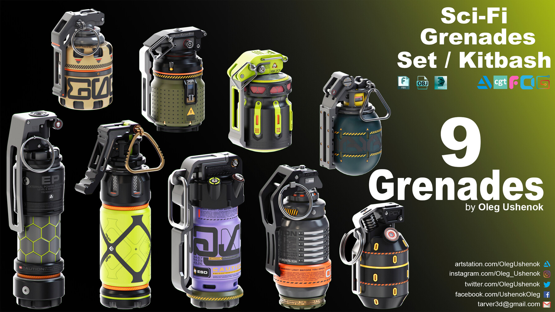 ArtStation - Sci-Fi Grenades Set / Kitbash | Resources