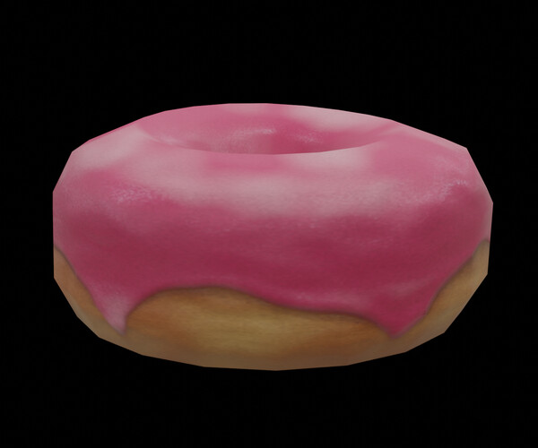 ArtStation - Strawberry Glazed Doughnut Low-poly 3D model | Game Assets