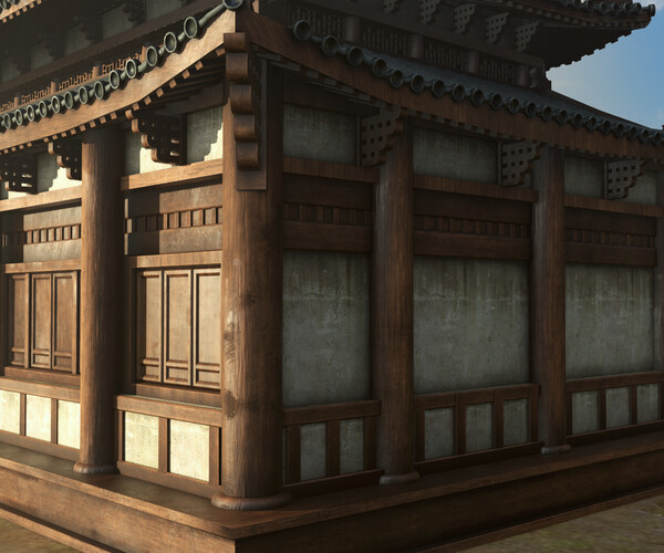 ArtStation - Asian/japanese traditional 3d Building | Game Assets
