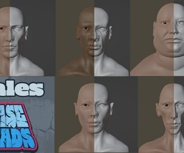 ArtStation - Base Heads - Males - Base Meshes for concept/illustration ...