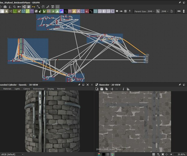 ArtStation - Stylized Bricks with Pipes - Substance 3D Designer | Game ...
