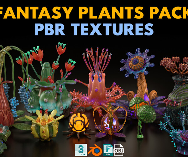 ArtStation - Fantasy plants pack - scifi flower 3D MODEL | Game Assets