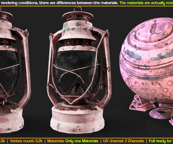 ArtStation - Old rusted Lantern 02 and Metal smart materials - Game ...