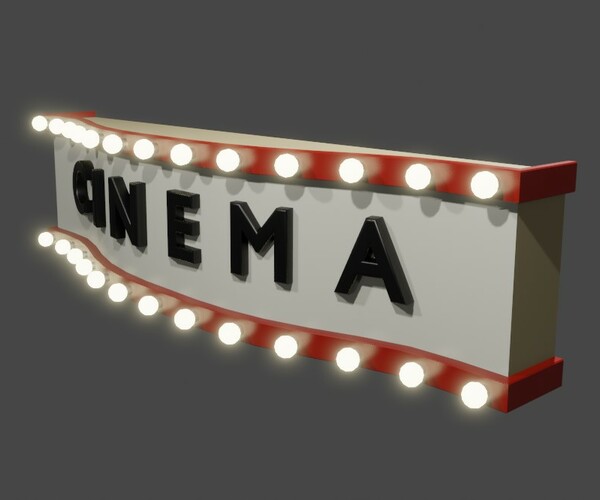 ArtStation - Cinema Facade - Front - Sign Low-poly 3D model | Game Assets