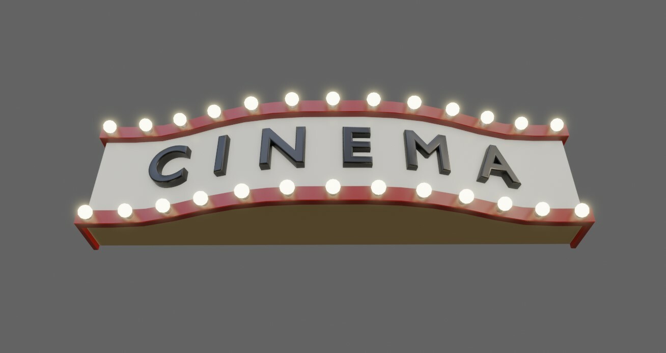 ArtStation - Cinema Facade - Front - Sign Low-poly 3D model | Game Assets