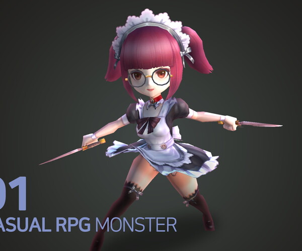 ArtStation - Casual RPG Monster - 1 Angel Maid | Game Assets