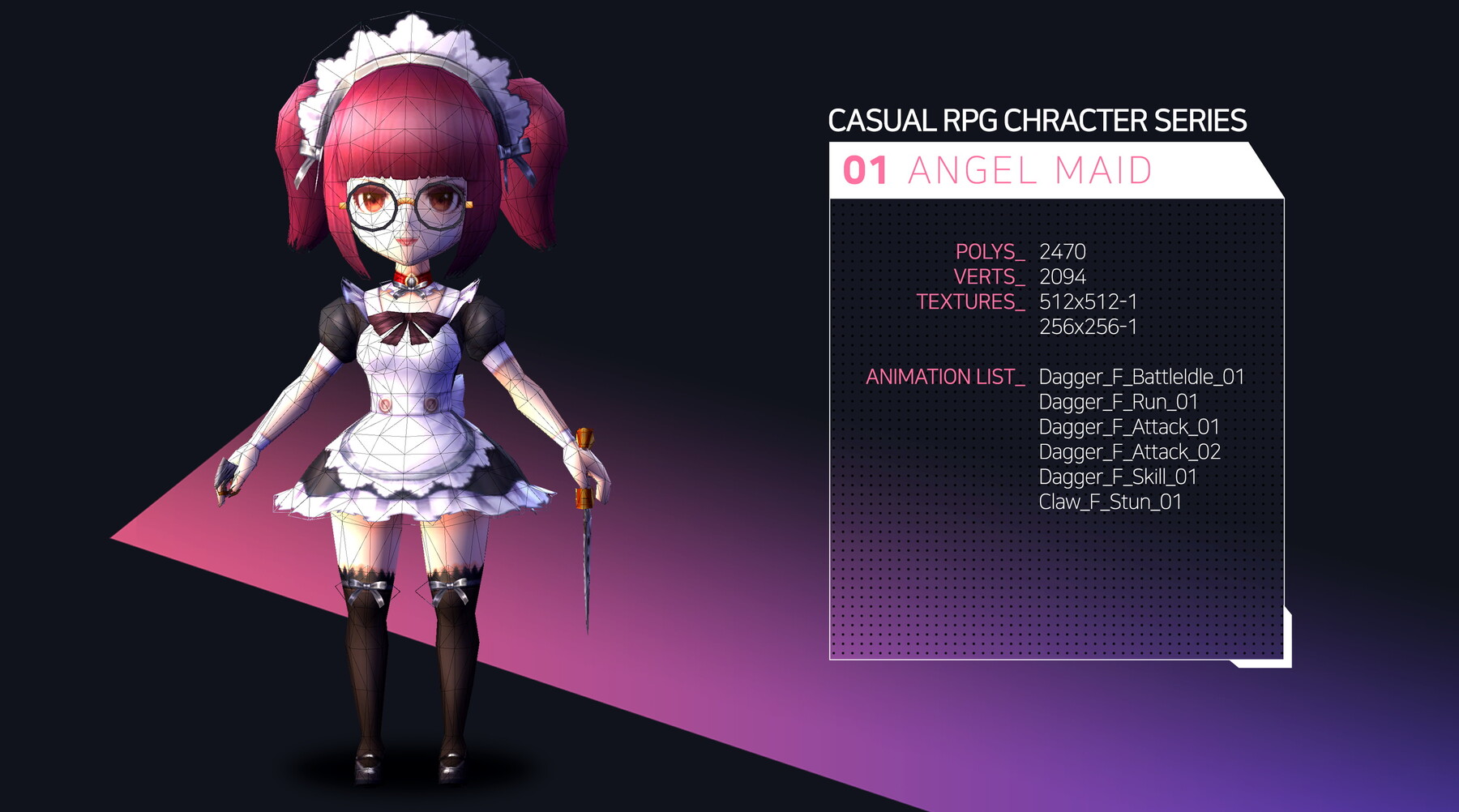 ArtStation - Casual RPG Monster - 1 Angel Maid | Game Assets